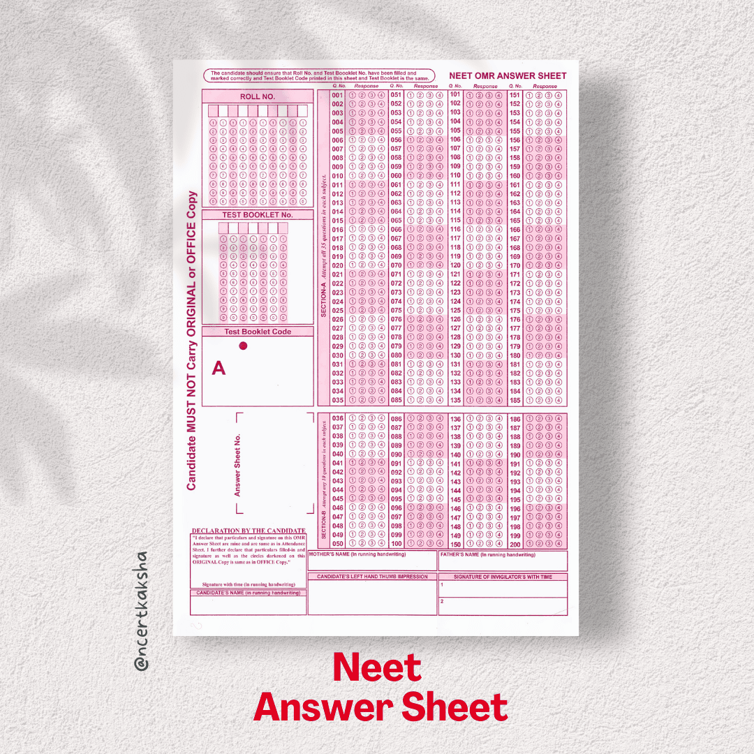 NEET OMR Answer Sheets for Practice | Based on Latest Pattern 2025-202 ...